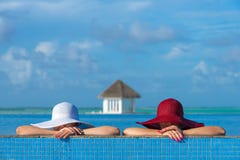 Women with Hat in Pool stock image. Image of person, outdoor - 10382675