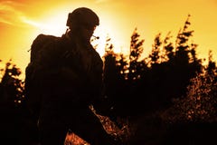 Silhouette Of United States Army Ranger Stock Photo - Image of armed ...