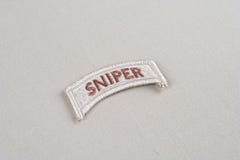 US ARMY Sniper Tab, Flag Patch, With Dog Tag On Camouflage Uniform ...