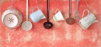 Vintage kitchen utensils stock photo. Image of isolated - 36147070