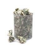Trash can full of money stock image. Image of crumpled - 6566135