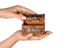 Hand Holding A Treasure Chest Stock Photo - Image of gold, daumen: 3638330