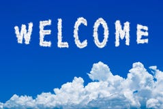 Welcome Cloud Word On The Blue Sky Stock Photo - Image: 77209609