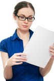 Woman Reading A Legal Document Stock Photo - Image of document, legal ...