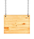 Old Wood Sign Board On Chain Stock Photo - Image: 34382838