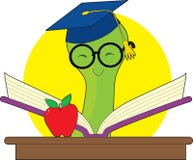 Worm Reading Apple Book stock illustration. Illustration of children ...