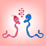Two cartoon worms in love. stock vector. Illustration of worms - 53266206