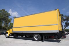 Yellow Box Truck stock image. Image of conditioner, view - 694743