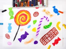 Zeichnen: bunte Bonbons stock abbildung. Illustration von draw - 68634217