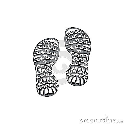 Human Footprints Icon. Foot Prints With Car Tire Treads. Vector ...