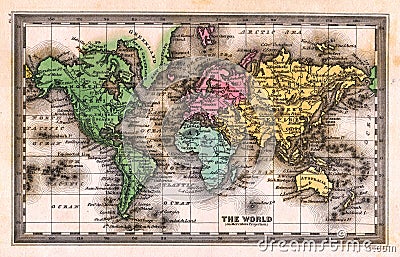 1835 Antique World Map Stock Photography | CartoonDealer.com #8744594