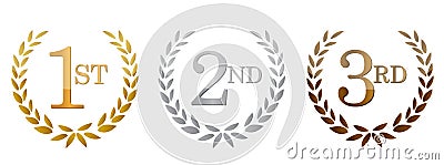 1st; 2nd; 3rd Awards Golden Emblems. Stock Photography - Image: 28333392