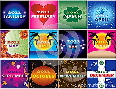 2011 Decorative Themed Calendars Vector Illustration | CartoonDealer ...
