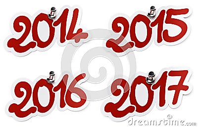 2014, 2015, 2016, 2017 Jaar Stickers Royalty-vrije Stock Foto's ...