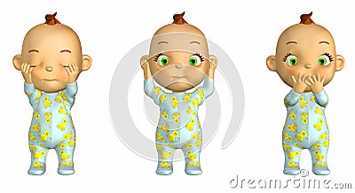 3 Wise Baby Cartoon Stock Image | CartoonDealer.com #3514501