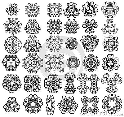 Set of Geometryc and Floral Linear Monogram Design. Line Art Elements ...