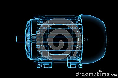 3D Blue Xray Transparent Motor Stock Photos - Image: 14260323