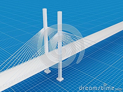 3D Bridge, Blueprint 3d Concept Royalty Free Stock Images - Image: 13985939