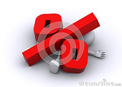 3d Character Crushed By Big Percent Symbol Royalty-Free Stock Photo ...