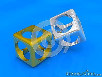 3D Hollow Cubes On Blue Royalty-Free Stock Image | CartoonDealer.com ...