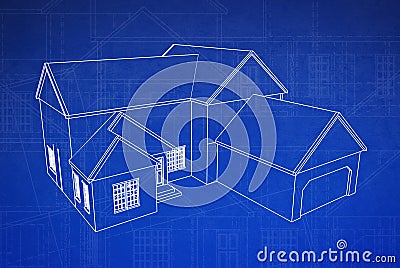 3D House Blueprint Royalty Free Stock Images - Image: 2645109