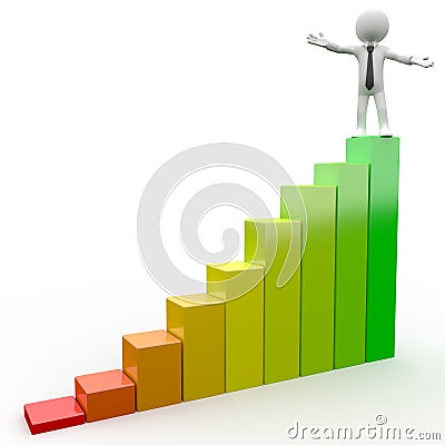 3D Human With A Bar Chart Stock Photo | CartoonDealer.com #16822278