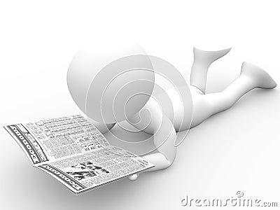 3D Human Reading The Newspaper Stock Photo - Image: 16822270