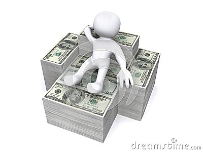 3D Human Sitting On Money Stock Image - Image: 28582231