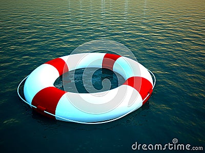 3d Life Ring Floating On Water As A Help Symbol Royalty-Free Stock ...