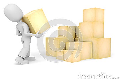 3d Man Carrying A Box Stock Photo | CartoonDealer.com #13835148