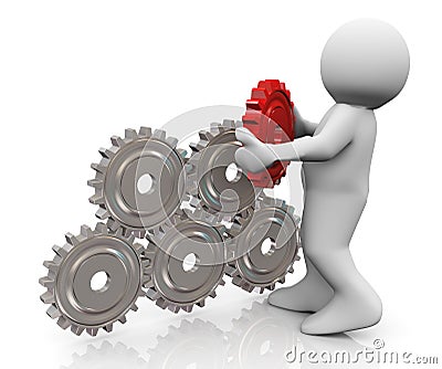 3d Man And Gear Pyramid Royalty Free Stock Images - Image: 24219549