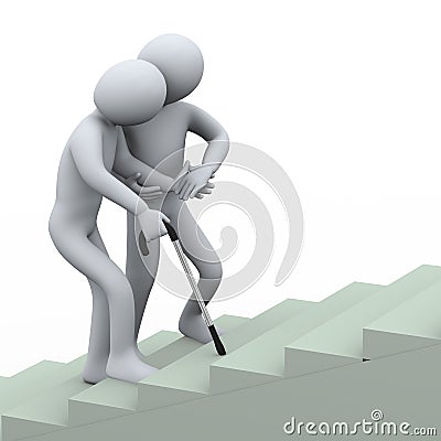 3d Man Helping Old Man Stock Illustration | CartoonDealer.com #27689113