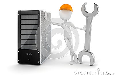 3d Man And Server, Hardware Maintenance Stock Image | CartoonDealer.com ...