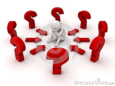 3d Man Sitting With Many Problems Stock Photos - Image: 25643693