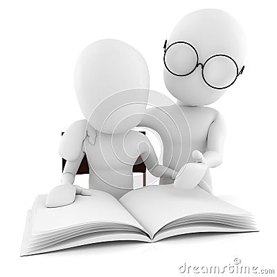 3d Man Studying Isolated On White Stock Photography | CartoonDealer.com ...