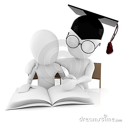 3d Man Studying Isolated On White Stock Photo | CartoonDealer.com #17230692