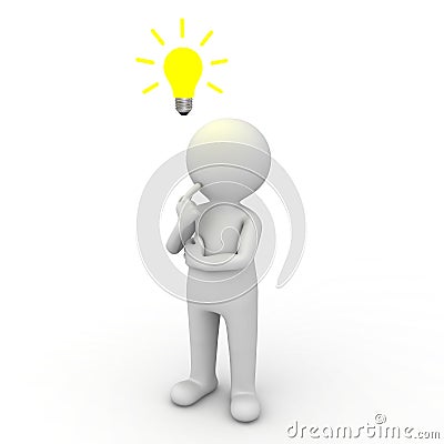 3d Man Thinking With Idea Bulb Above His Head Stock Photo ...