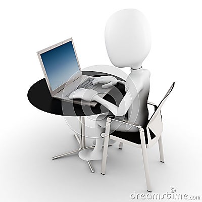 3d Man Working At His Laptop Royalty Free Stock Photo - Image: 19571105