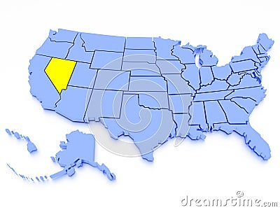 3D Map Of United States - State Nevada Royalty Free Stock Photography ...
