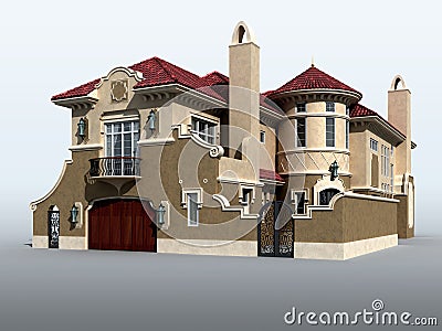 3D Model Of Luxury Italian Villa Royalty Free Stock Image - Image: 9048916