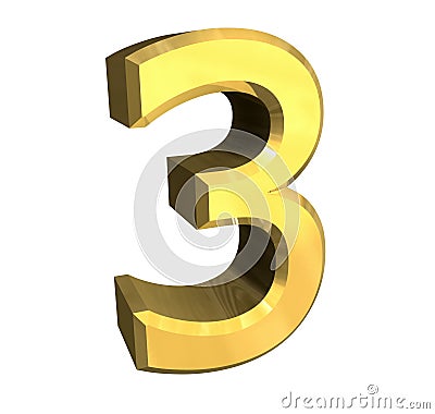 3d Nummer 3 In Goud Stock Fotografie - Afbeelding: 5415972