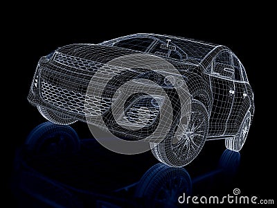 3d Render Car. Wireframe. Stock Photo - Image: 13344510
