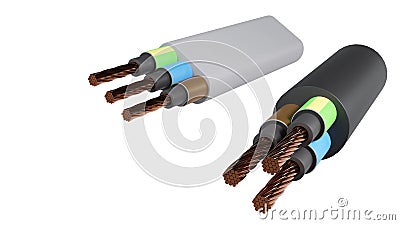 3D Rendering Of Standard Color Code For Electrical Wiring On A White ...