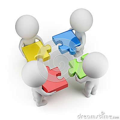 3d Small People - Team With The Puzzles Stock Photo | CartoonDealer.com ...