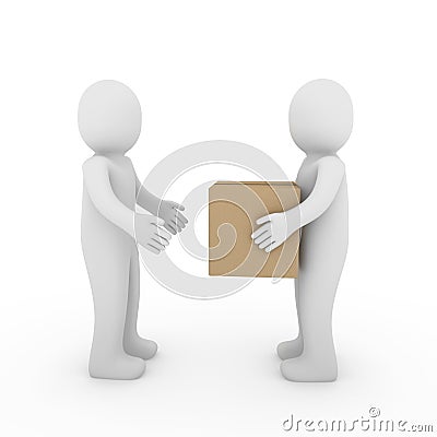 3d Two Human Package Shipping Box Royalty Free Stock Photos - Image ...