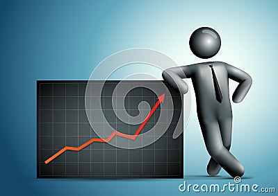 3d Vector Man Leaning Chart. | CartoonDealer.com #27391594