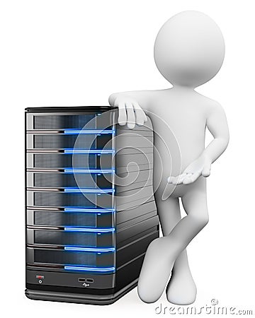 3D White People. Administrator With A Server Royalty Free Stock Images ...