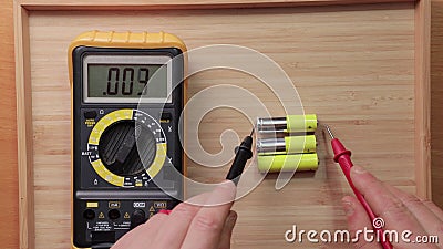 AA Battery Cells Voltage Checking Stock Footage - Video of digital ...