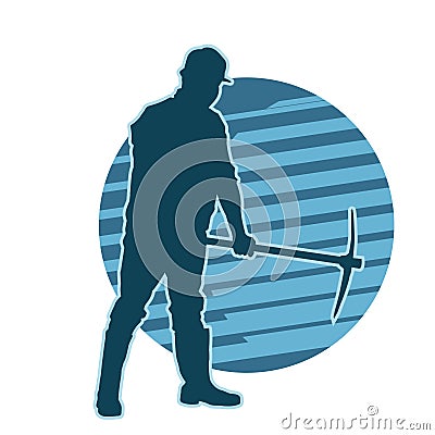 Silhouette Of A Worker Using Mattock Vector Illustration ...
