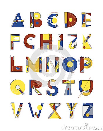 ABC Alphabet Letters In Kandinsky Style For Your Design, Vector Image ...